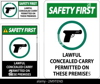 Safety First Firearms Allowed Sign Handguns Only Stock Vector Image ...