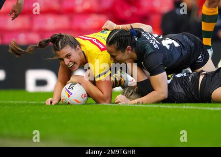 Australia's Jessica Sergis scores their side's ninth try during the ...