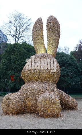 YICHANG, CHINA - JANUARY 18, 2023 - Pedestrians pass a sign of Huawei ...
