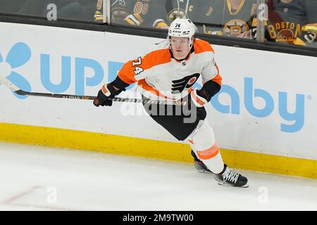 Philadelphia Flyers right wing Owen Tippett (74) and New Jersey Devils ...
