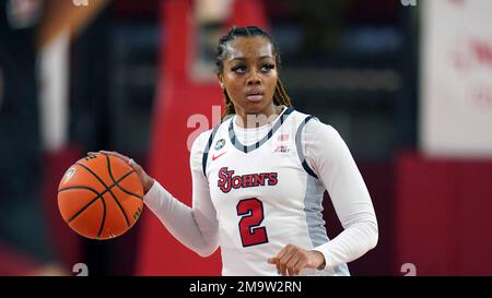 St. John's guard Mimi Reid (2) pushes the ball past Purdue guard Jayla ...