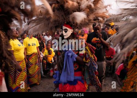 Gule Wamkulu dance secretive society members in gory masks and colorful ...
