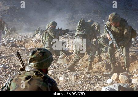 Marines with M16A2 rifles and M249 squad automatic weapon (SAW) in ...