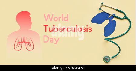 Banner for World Tuberculosis Day with stethoscope and x-ray image of ...
