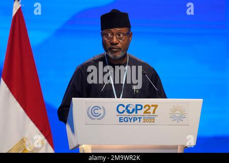 Mohammed Hassan Abdullahi, minister of environment of Nigeria, speaks at the COP27 U.N. Climate ...