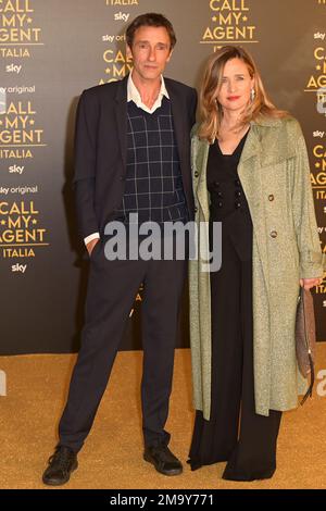 Ignazio Oliva (L) and Giovanna Maccheri (R) attend at the gold carpet ...