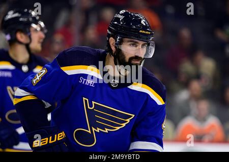 St. Louis Blues' Nick Leddy (4) handles the puck as Seattle Kraken's ...