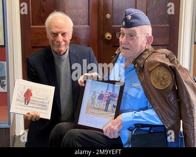 WWII pilot Lt Col (Ret.) Clayton M Hays with his daughter Barb in front ...