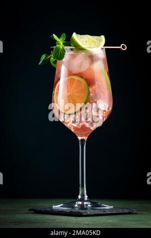 French mule, alcoholic cocktail drink with vodka, orange, lime, ginger ...