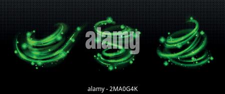 Heal self effect, green air, wind whirlwind flow with green medical ...