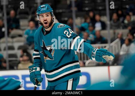 San Jose Sharks defenseman Jaycob Megna during an NHL hockey game ...