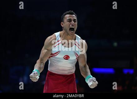 Turkey's Adem Asil competes in the rings finals during the Artistic ...