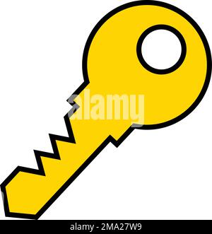 Key symbol icon - yellow simple outline, isolated - vector illustration ...