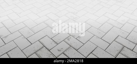 Vanishing perspective concrete block pavement vector background with texture. Tile floor surface ...