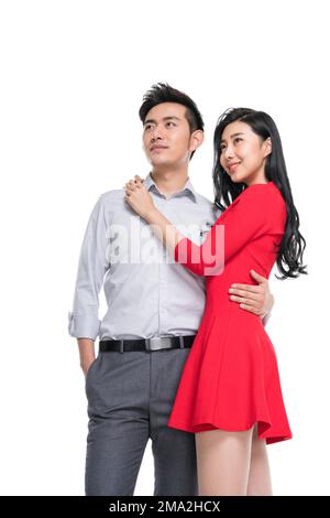 Casual clothes young lovers embrace each other Stock Photo - Alamy
