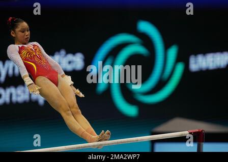 China's Rui Luo competes on the beam during day two of the FIG Artistic ...