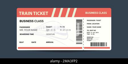 Creative Train Ticket Template Design. Modern Train Ticket Vector flat ...