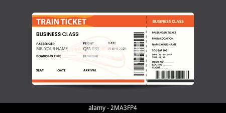 Creative Train Ticket Template Design. Modern Train Ticket Vector flat ...