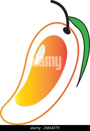 Mango icon. Cartoon ripe exotic fruit slice Stock Vector Image & Art ...