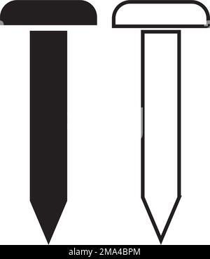 Steel nail icon. Outline Steel nail vector icon color flat isolated ...