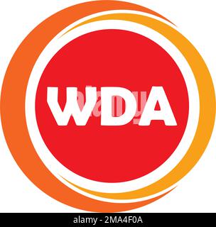 WDA circle letter logo design with circle and ellipse shape. WDA ...
