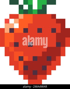Pixel icon. Juicy ripe strawberry. Summer fruits and berries ...