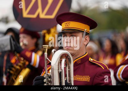 The Washington Commanders marching band performs before an NFL football ...