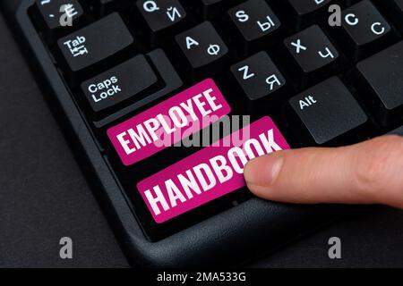 Text sign showing Employee Handbook. Conceptual photo Document that ...
