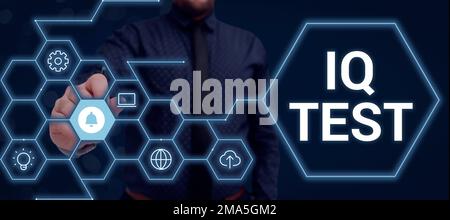 Hand writing sign Iq Test. Business overview attempt to measure your ...