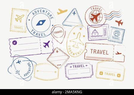 Red and blue travel stickers set vector Stock Vector Image & Art - Alamy