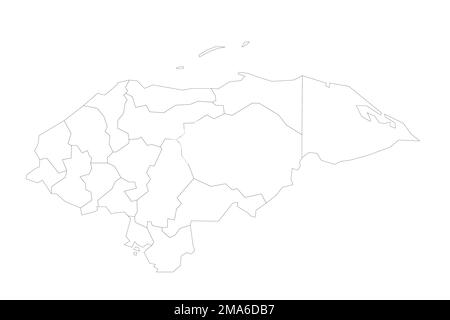 Honduras political map of administrative divisions - departments. Blank ...