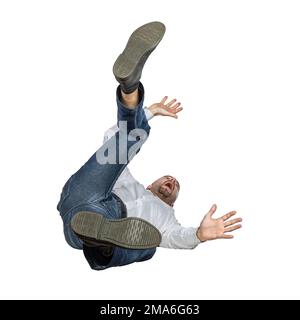 Falling businessman isolated on the white background Stock Photo - Alamy