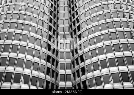 BMW Tower, close-up, black and white, Munich, Bavaria, Germany Stock ...