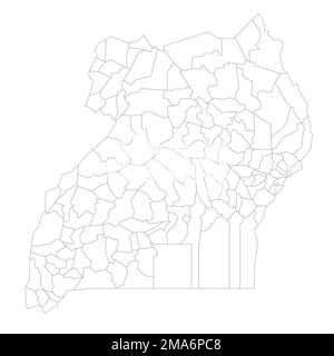 Uganda political map of administrative divisions - districts. Colorful ...