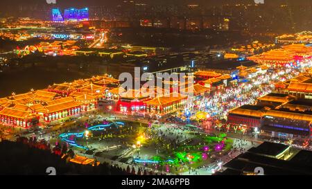 Aerial photo shows spectacular lights illuminating the Datang ...