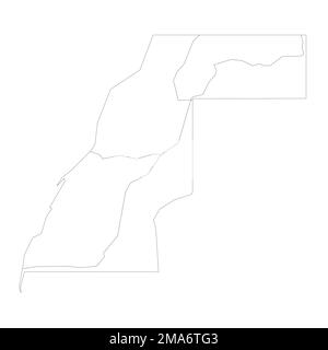 Western Sahara map of land divided by Moroccan Wall Stock Vector Image ...