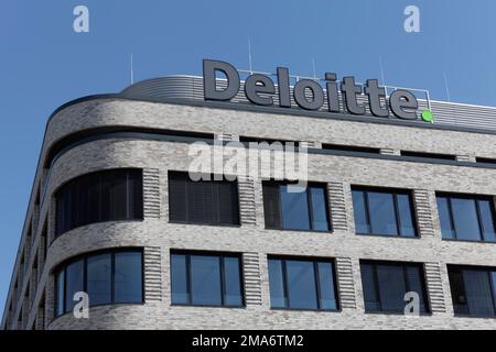 Deloitte Legal, logo on the building, Duesseldorf office, law firm ...