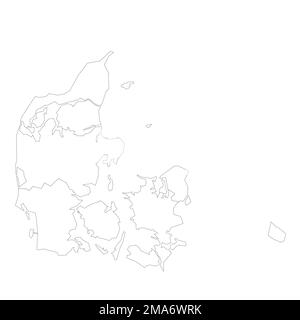 Denmark political map of administrative divisions - regions. Solid blue ...