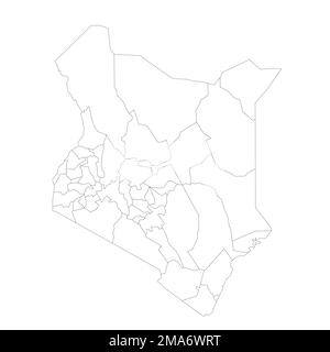 Kenya political map of administrative divisions - counties. Flat white ...