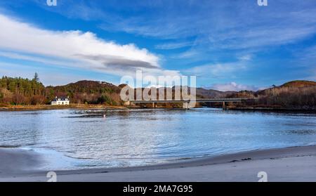 Morar Highland Scotland looking towards the A830 road bridge spanning ...