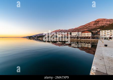 Starigrad Paklenica waterfront at sundown panoramic view Stock Photo ...