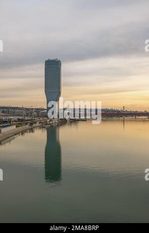 Belgrade waterfront featuring the BW Thalia apartment tower from across ...
