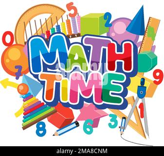 Math time text banner with math element illustration Stock Vector Image ...