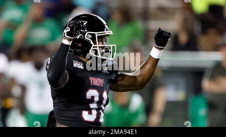 Troy safety Dell Pettus (31) during an NCAA football game on Saturday ...
