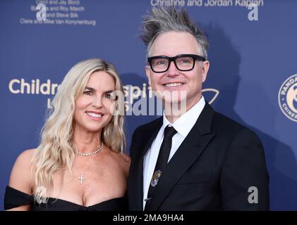 Mark Hoppus, right, and Skye Hoppus arrive at the 2022 Children's ...