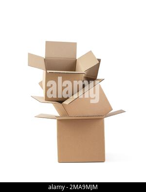 beige cardboard boxes on isolated white background Stock Photo - Alamy