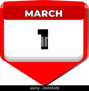 Icon calendar day - 1 March. 1st days of the month, vector illustration ...