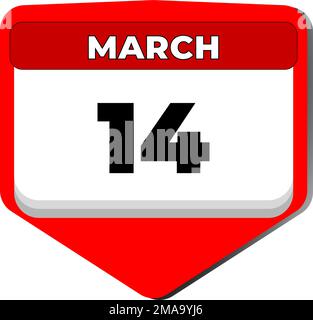March, 14th calendar icon vector. Concept of schedule, business and ...