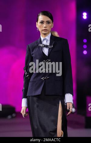 Tamara Dai wears a creation for the L'Oreal ready-to-wear Spring/Summer ...