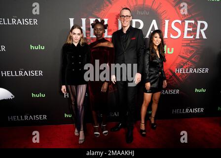 Yinka Olorunnife, Jason Liles and Selina Lo, from left, cast members in ...